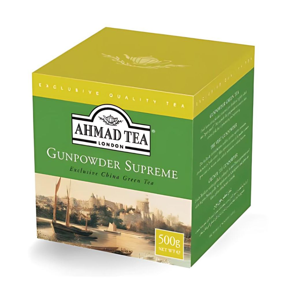 Ahmad Gunpowder Supreme Loose Leaf Green Tea in Paper Carton 17.6oz/50 ...
