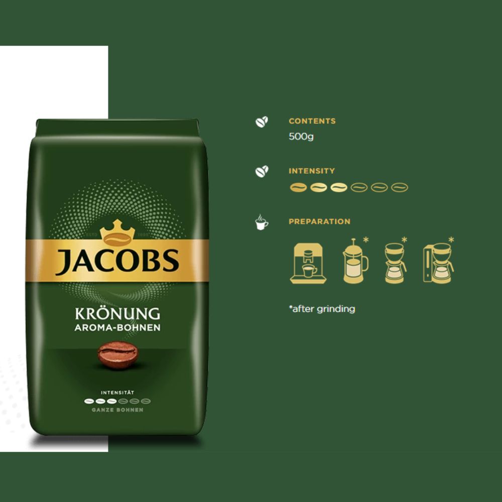 Jacobs Kronung Whole Bean Coffee 17.6oz/500g – Enjoy Better Coffee & Tea